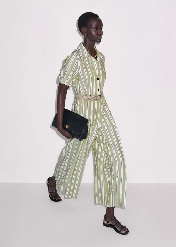 ME+EM Stripe Wide-leg Cropped Jumpsuit