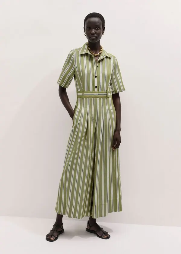 ME+EM Stripe Wide-leg Cropped Jumpsuit