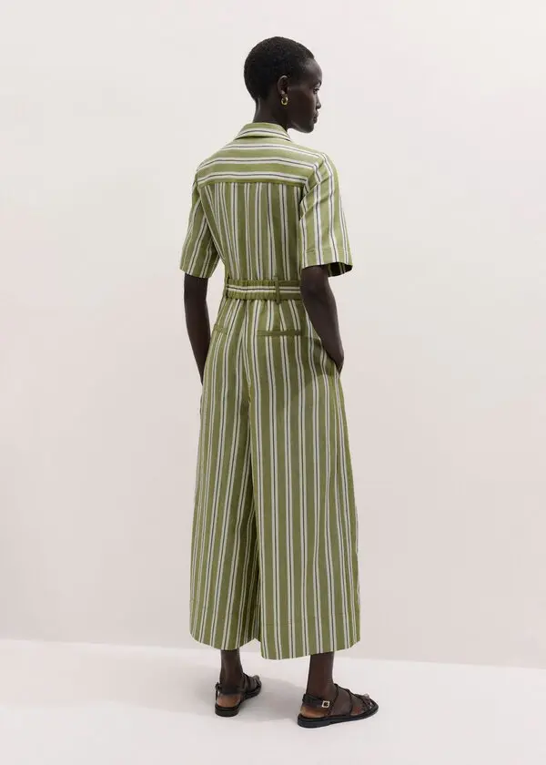ME+EM Stripe Wide-leg Cropped Jumpsuit