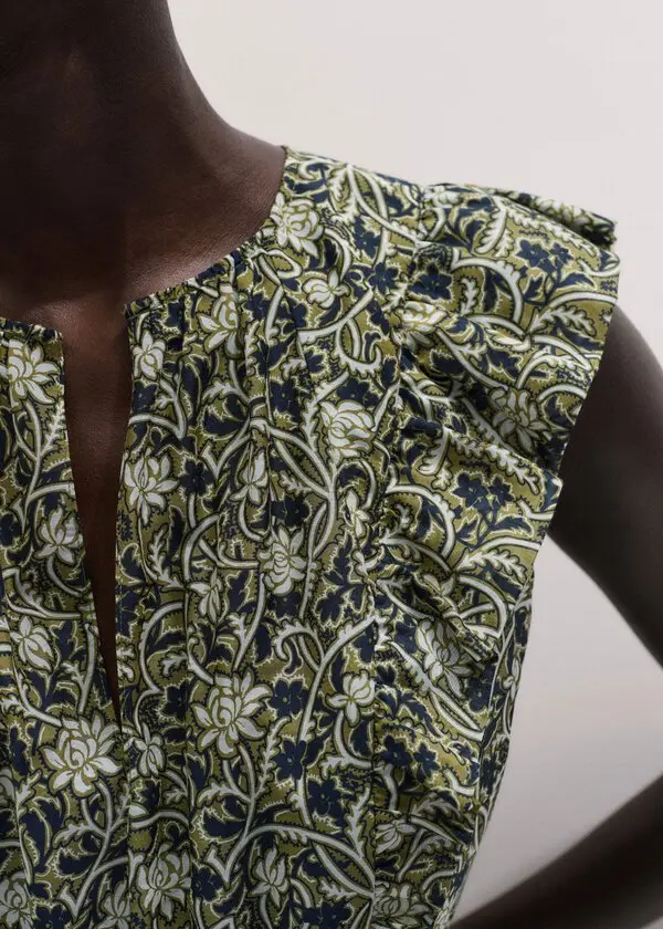 ME+EM Silk Cotton Floral Print Peplum Top