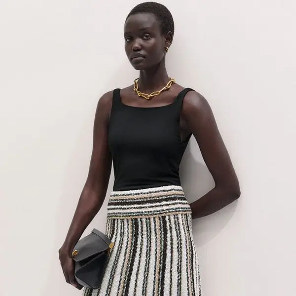 ME+EM Bouclé Stripe Knit Maxi Skirt