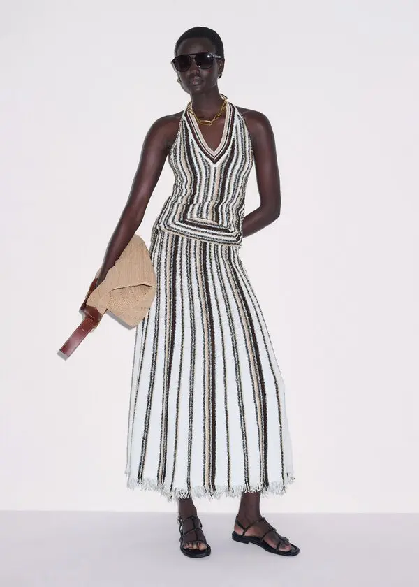 ME+EM Bouclé Stripe Knit Maxi Skirt