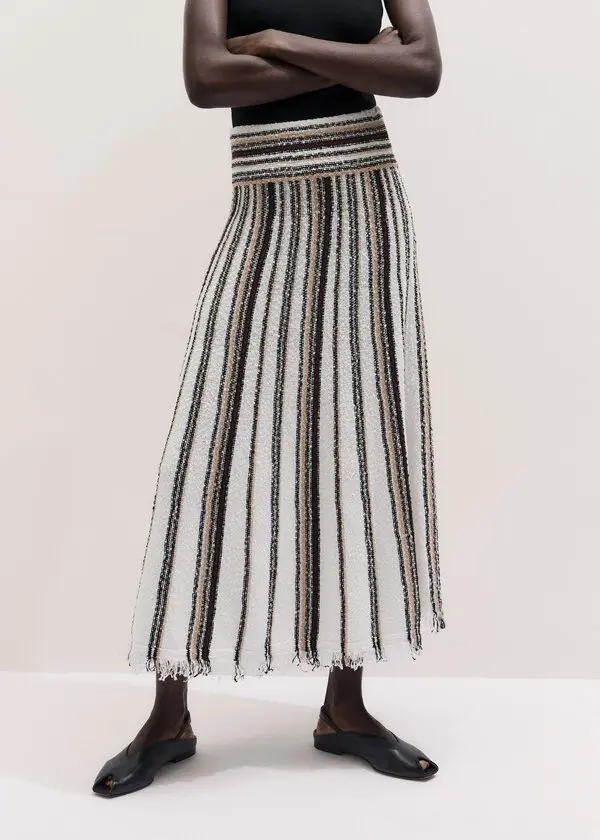 ME+EM Bouclé Stripe Knit Maxi Skirt