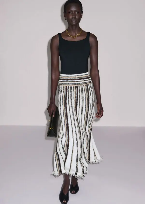 ME+EM Bouclé Stripe Knit Maxi Skirt