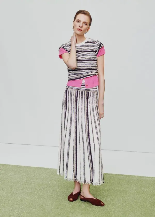 ME+EM Bouclé Stripe Knit Maxi Skirt