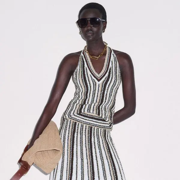 ME+EM Bouclé Stripe Knit Maxi Skirt