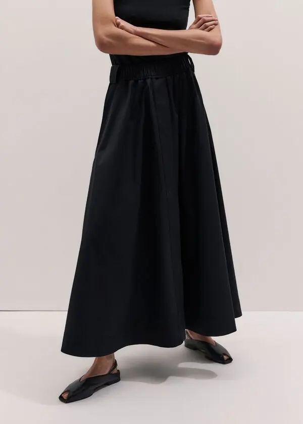 ME+EM Cotton A-line Maxi Skirt With Belt
