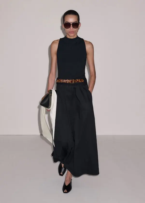 ME+EM Cotton A-line Maxi Skirt With Belt