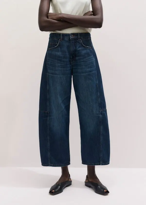 ME+EM Cropped Exaggerated Tapered Jean Authentic Dark Wash - Blue