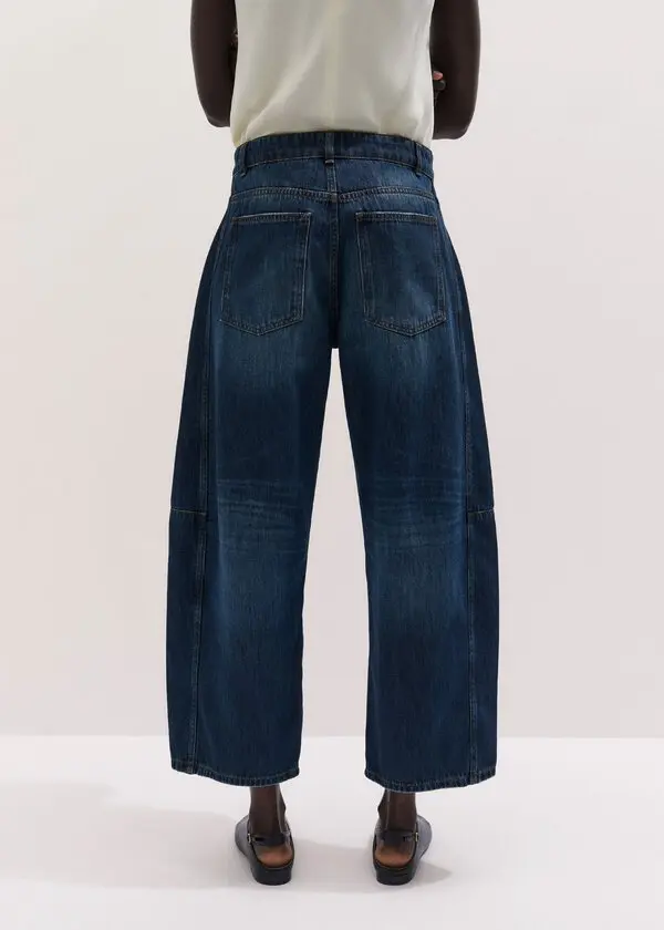 ME+EM Cropped Exaggerated Tapered Jean Authentic Dark Wash