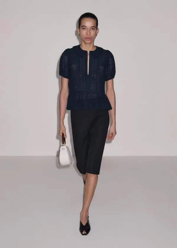 ME+EM Cotton Broderie Peplum Top