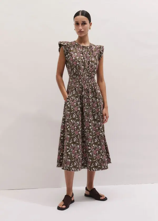 ME+EM Floral Print Midi Dress