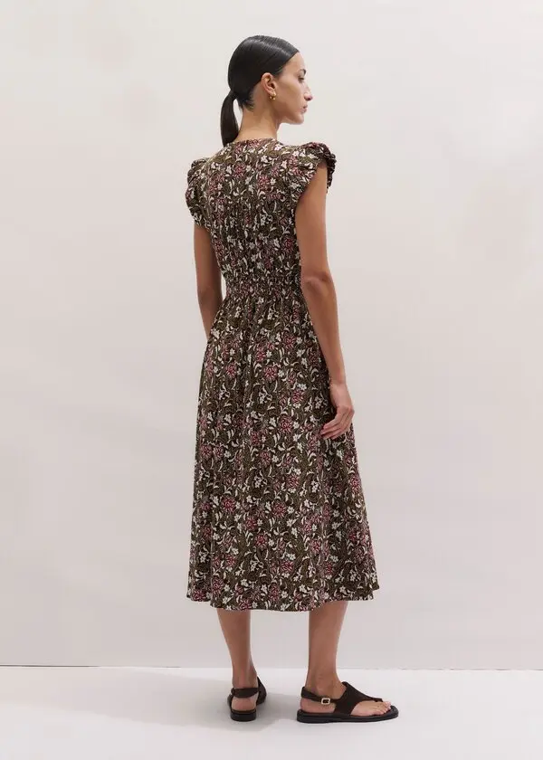 ME+EM Floral Print Midi Dress