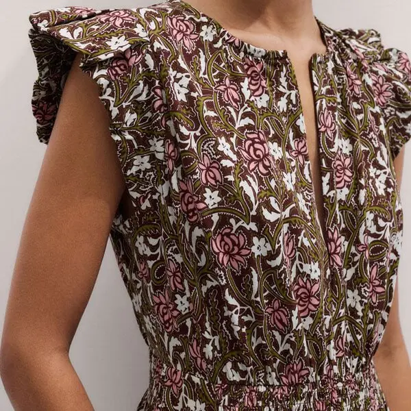 ME+EM Floral Print Midi Dress