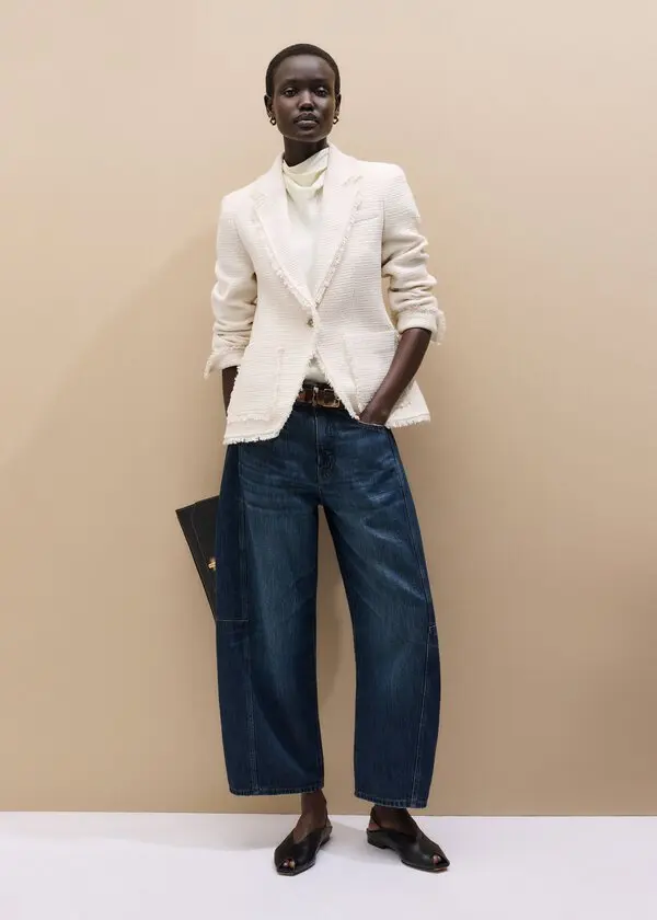 ME+EM Textured Frayed Cardigan Blazer