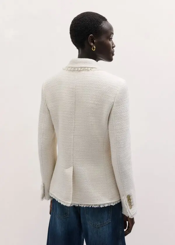 ME+EM Textured Frayed Cardigan Blazer