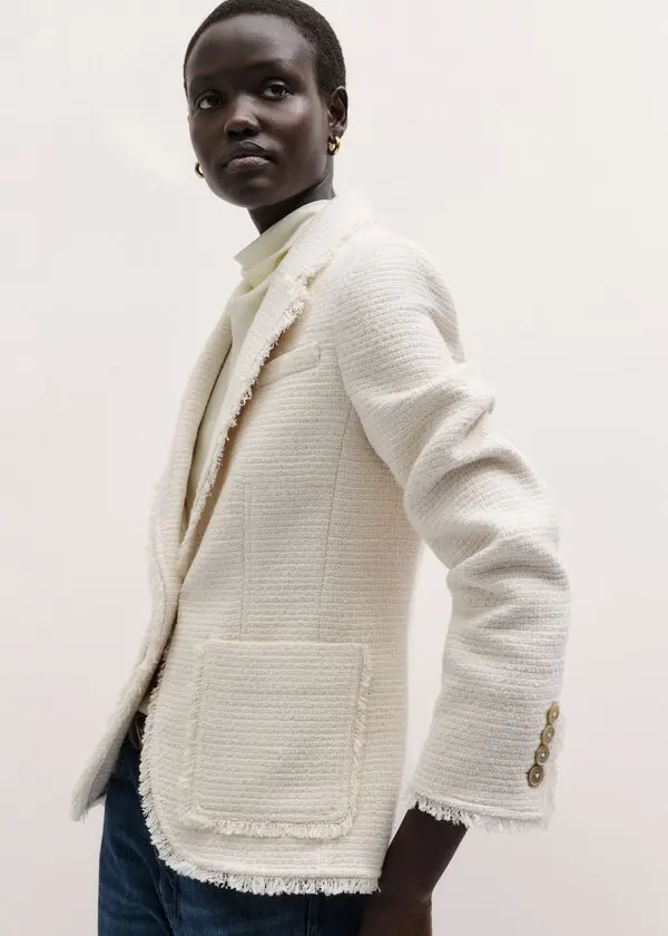 ME+EM Textured Frayed Cardigan Blazer
