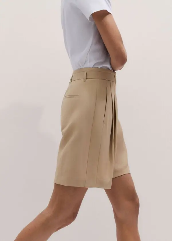 ME+EM Tailored Pleated Linen Blend Shorts