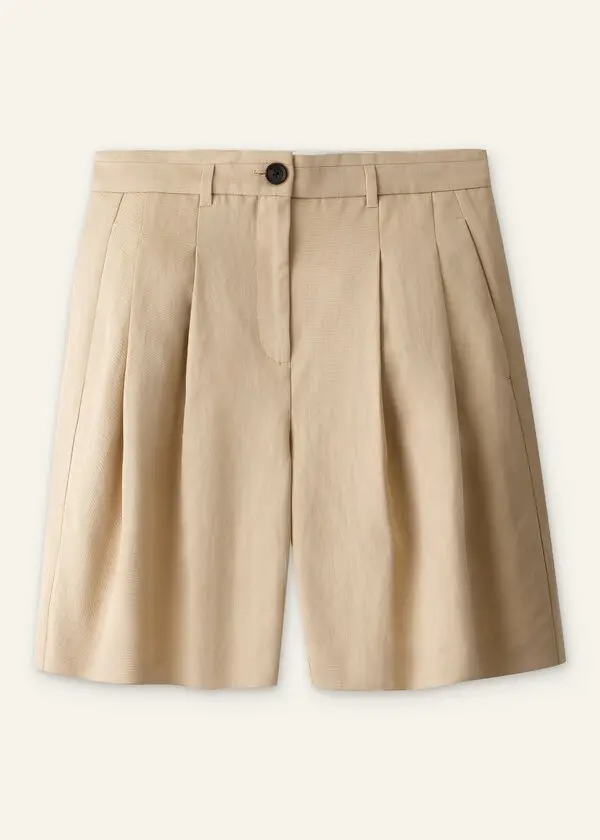 ME+EM Tailored Pleated Linen Blend Shorts