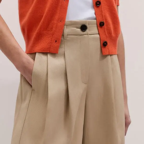 ME+EM Tailored Pleated Linen Blend Shorts