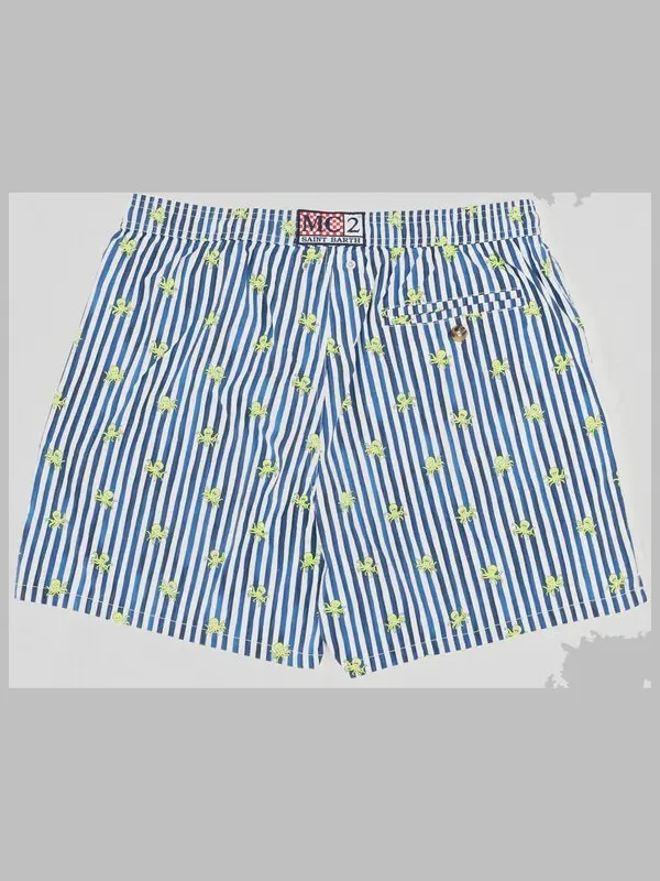 MC2 SAINT BARTH Striped Swim Shorts With Graphic Print