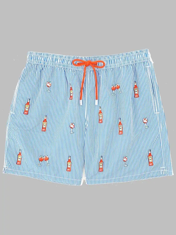 MC2 SAINT BARTH Swim Shorts With Bottle And Glass Print