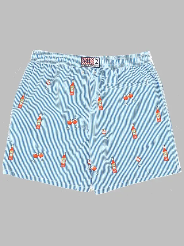 MC2 SAINT BARTH Swim Shorts With Bottle And Glass Print