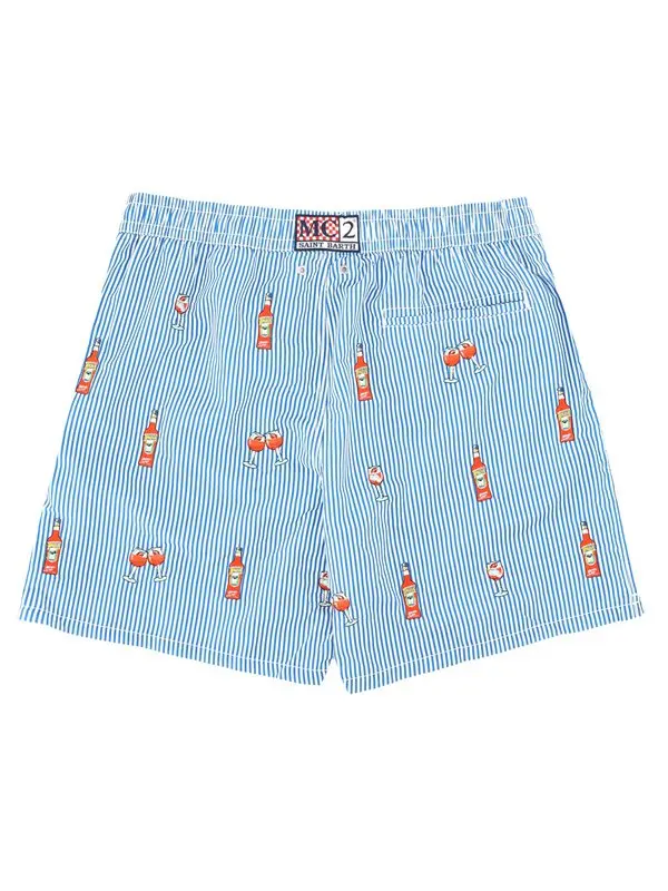 MC2 SAINT BARTH Swim Shorts With Bottle And Glass Print