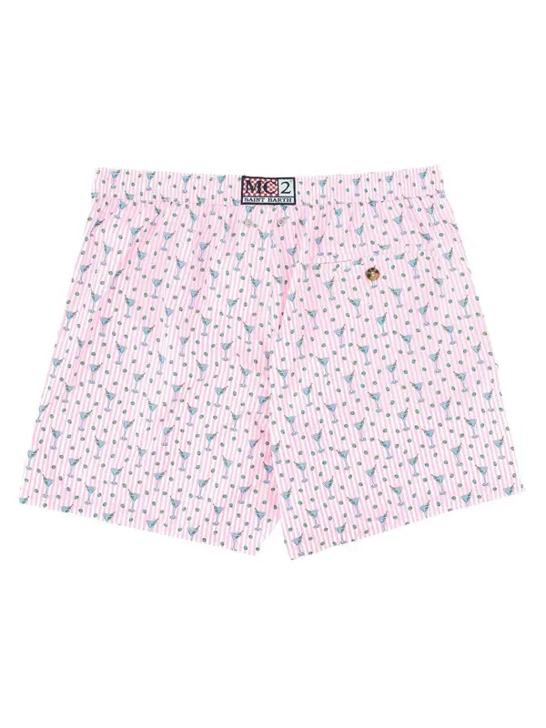 MC2 SAINT BARTH Swim Shorts With Martini Print - Multicolour