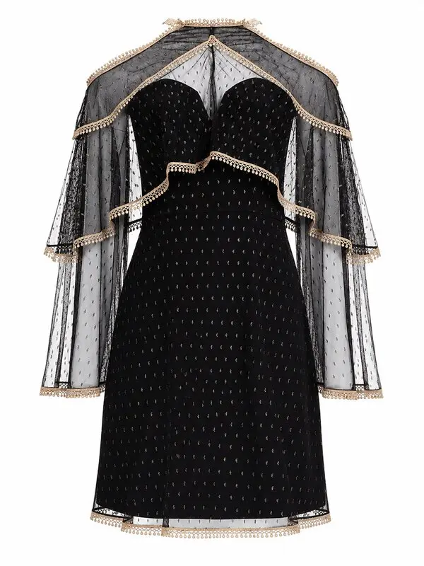 THURLEY Abito Con Cappa In Tulle Plumetis