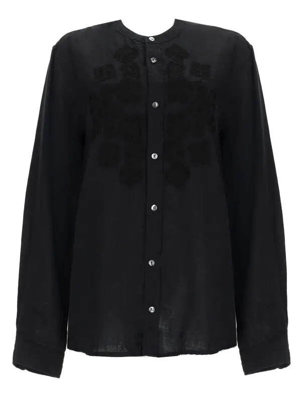 P.a.r.o.s.h Embroidered Linen Band Collar Shirt