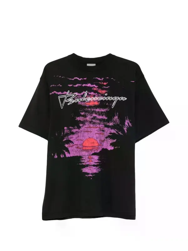 Balenciaga Graphic Print Distressed T-shirt
