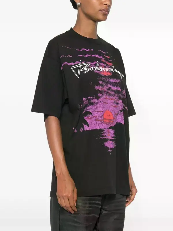 Balenciaga Graphic Print Distressed T-shirt
