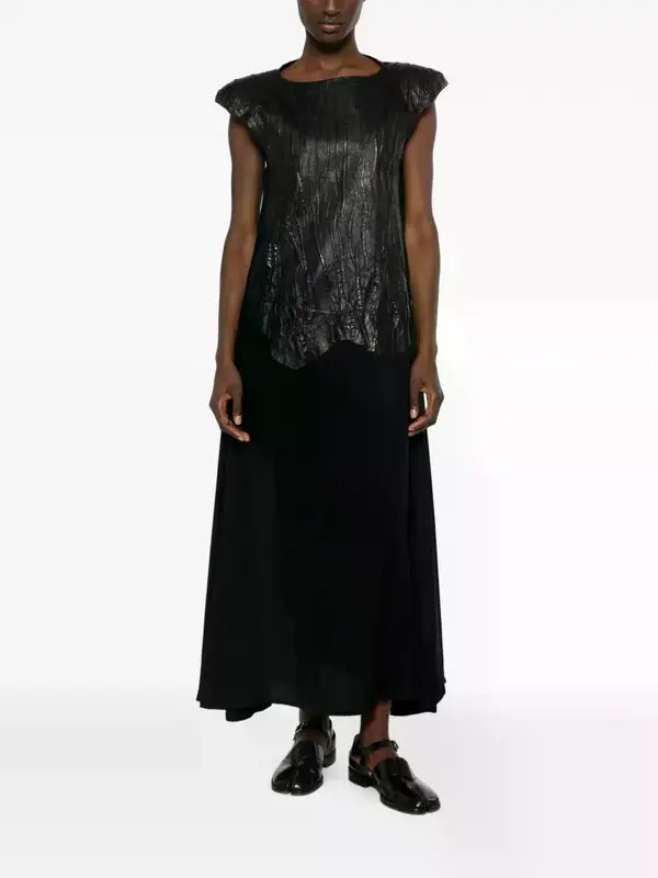 ISAAC SELLAM EXPERIENCE Sleeveless Leather Panel Dress