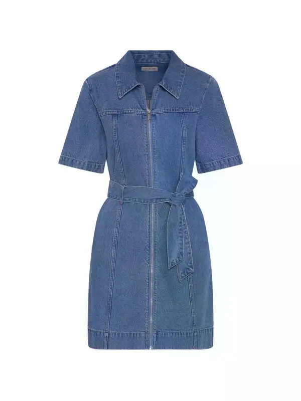 Calvin Klein Belted Zip-up Denim Mini Dress