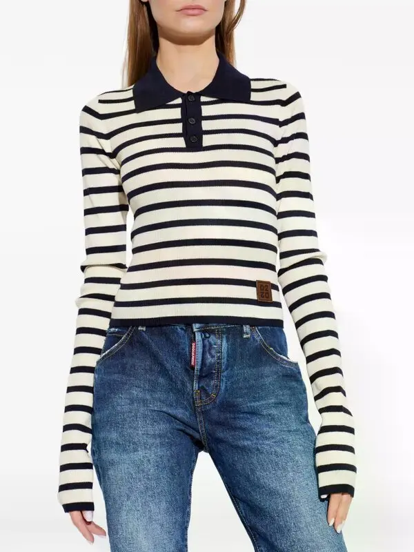 Dsquared2 Striped Long-sleeve Polo Shirt