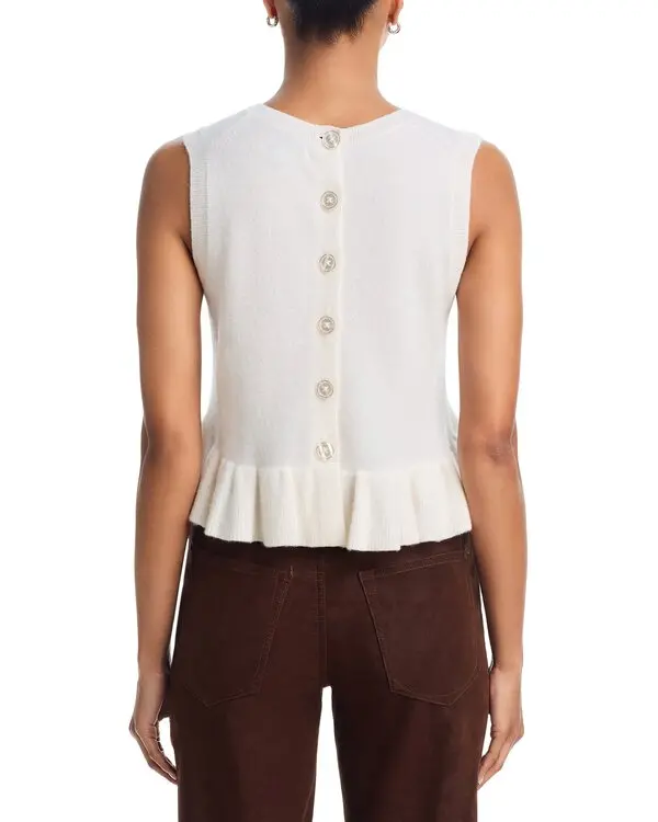 Aqua 100% Cashmere Ruffle Sweater - Ivory