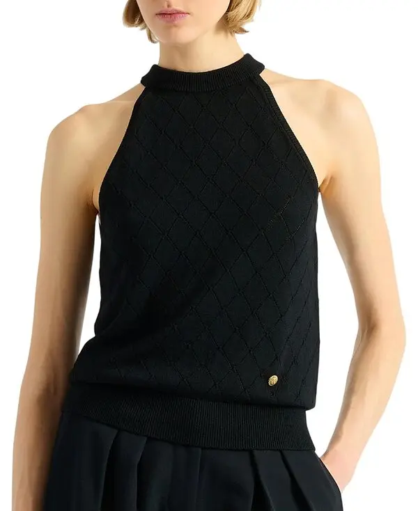 Balmain Sleeveless Knit Top - Black