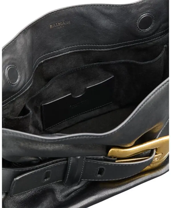 Balmain Medium Anthem Bag In Smooth Leather - Black