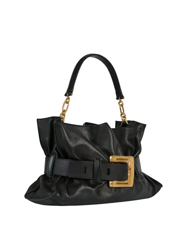 Balmain Medium Anthem Bag In Smooth Leather - Black
