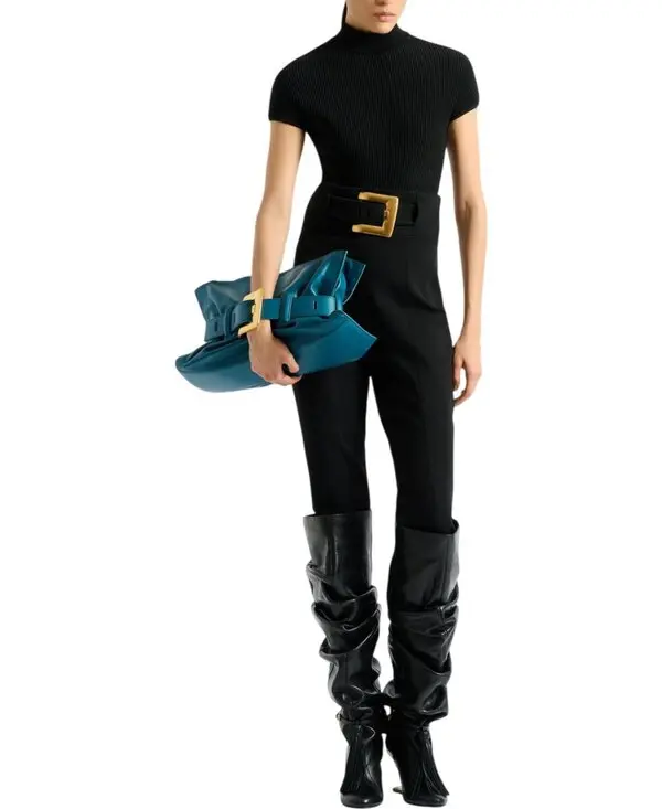 Balmain Medium Anthem Bag In Smooth Leather - Blue