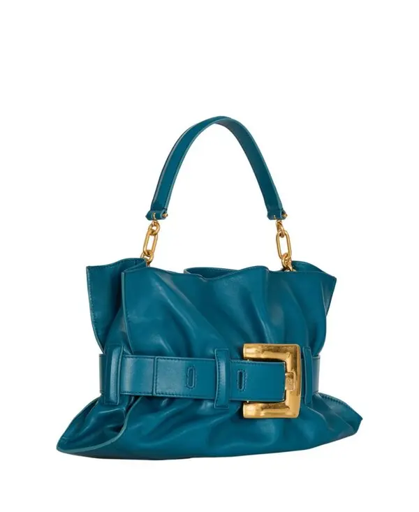 Balmain Medium Anthem Bag In Smooth Leather - Blue