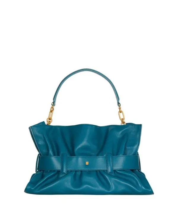 Balmain Medium Anthem Bag In Smooth Leather - Blue