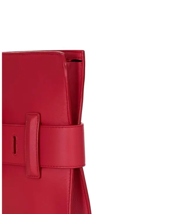 Balmain Anthem Smooth Leather Clutch - Red