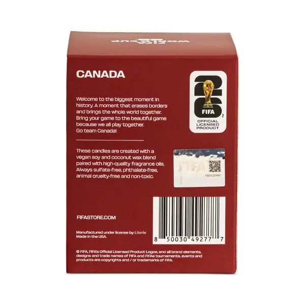 LITERIE Fifa World Cup 26 Canada Candle, 9 Oz