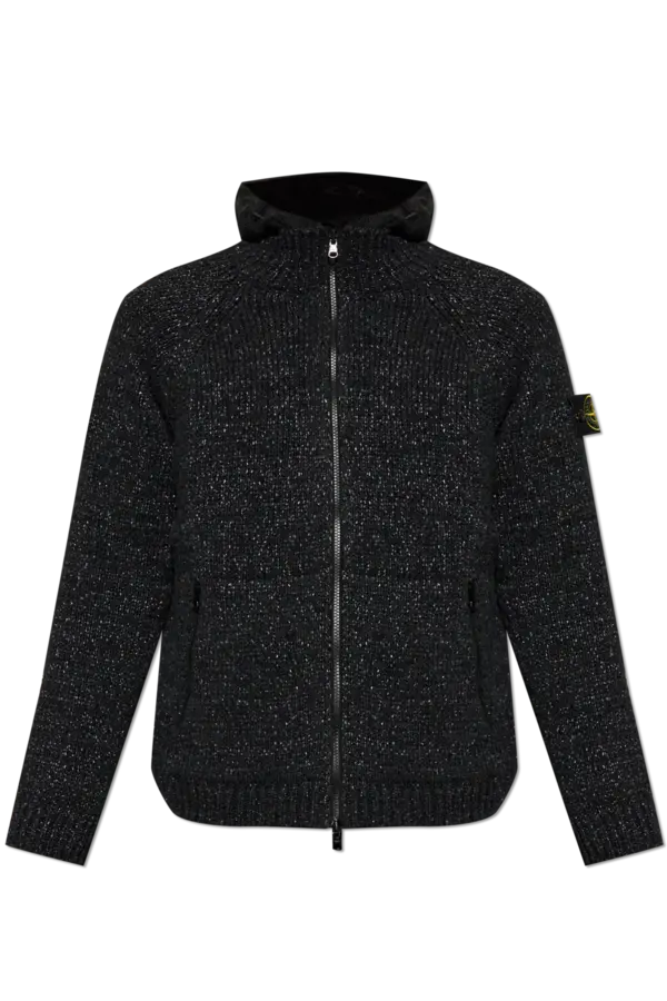 Stone Island Jacket With Logo Patch - Black