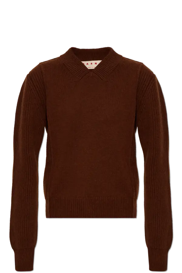 Marni Wool Sweater With V-neck - Brown