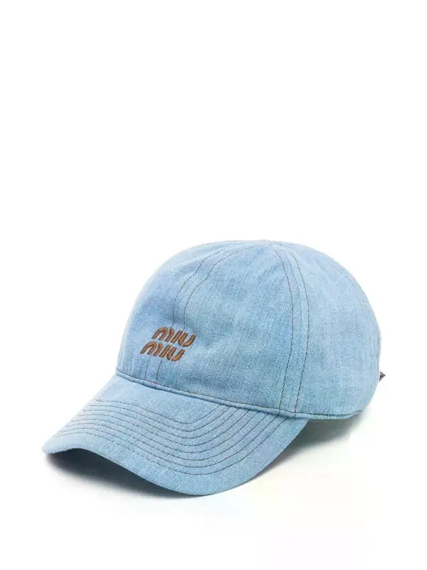 Miu Miu Logo-embroidered Denim Baseball Cap - Blue