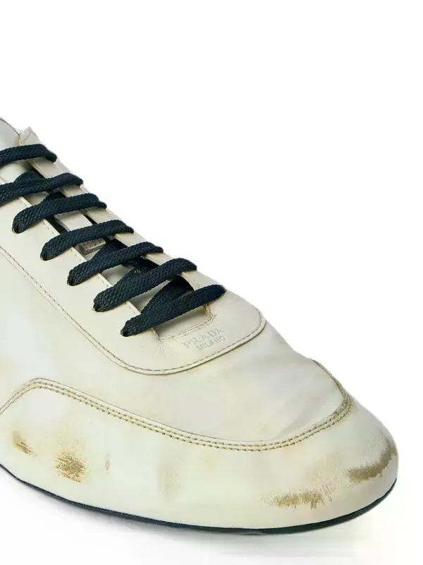Prada Distressed-effect Lace-up Sneakers