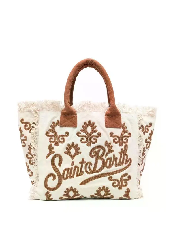 MC2 SAINT BARTH Vanity Rug Embroidered Fringed Tote Bag